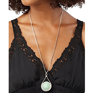 Lucky Brand Silver-Tone Round Stone Reversible 32" Pendant Necklace