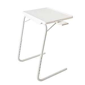 Table Mate II TV Tray Table - Folding TV Dinner Table, Couch Table Trays for Eating Snack Food, Stowaway Laptop Stand, Portable Bed Dinner Tray - Adjustable TV Table with 3 Angles, Cup Holder, White