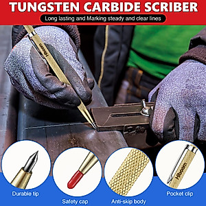 Hiboom 10 Pack Carpenter Pencil Set, 4 Colorful Solid Carpenter Pencils with Sharpener and Refills, Automatic Center Punch, Carbide Scribe Tool Kit for Construction Woodworking