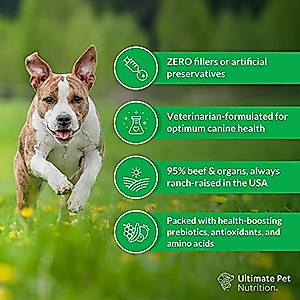 ULTIMATE PET NUTRITION Nutra Complete, 100% Freeze Dried Veterinarian Formulated Raw Dog Food with Antioxidants Prebiotics and Amino Acids, (Beef, 16 Ounce)