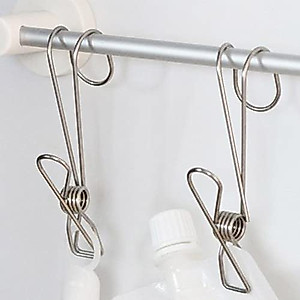 Clothes Pin Hook Long Tail 4 Pack Stainless Steel Metal Clothes Clip Hanging Wire Kitchen Bathroom Office Laundry 4.13-INCHJAPAN