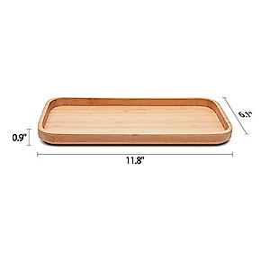 Bamboo Vanity Tray, Bathroom Counter Tray, Bamboo Tray for Bathroom and Home Decor, 11.8L x 6.1W x 0.9H inches
