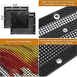 BBQ Grill Bags Mesh Grilling Bags for Outdoor Grill, Reusable Non-Stick BBQ Mesh Grill Bags Large Barbecue Accessories, Heat-Resistant, 11.8x11.6 inch, Pack of 2, Black (US1001)