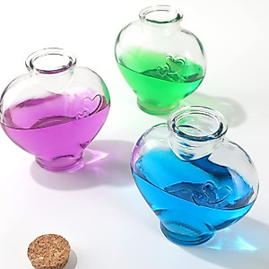 Magic Season Decorative Glass Bottles with Cork Stoppers (12 fl oz. Heart-Shaped Bottles / 2 Pcs)