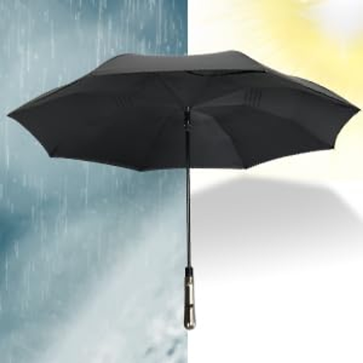 LFLFWY Inverted Reverse Upside Down Umbrella Windproof Strong - 49 inch Vented Double Canopy Large Stick Umbrellas for Rain Waterproof Golf Car Travel Umbrella - Men and Women