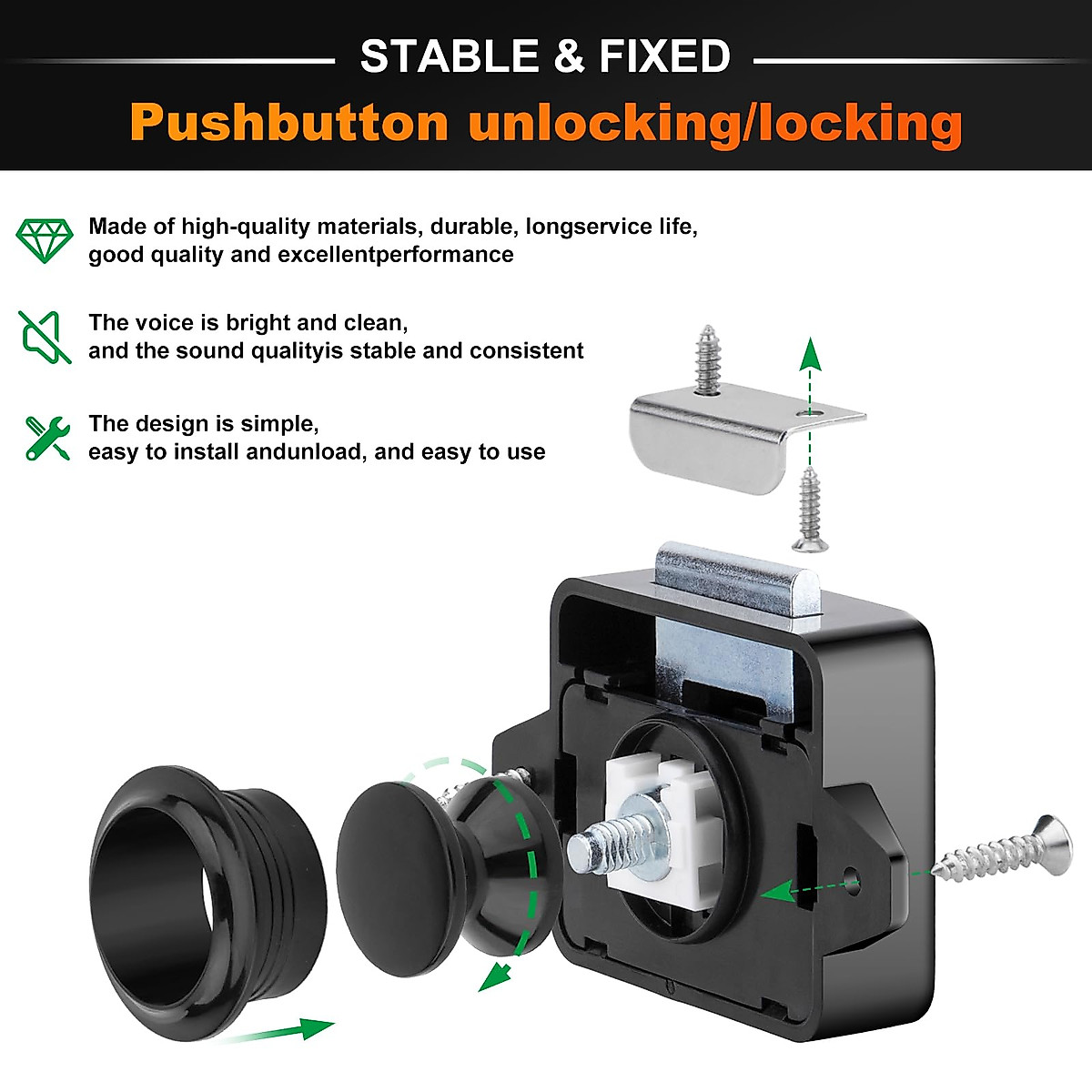 CXQamitao 5 Pack Push Button Latch Cabinet Door Catch Keyless Cupboard Locks for RV Motorhome Camper Caravan Home Yachts,Zinc Alloy&Black