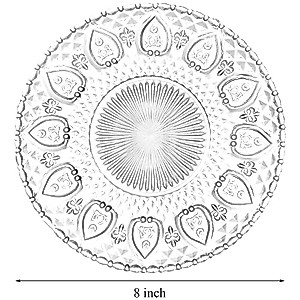 Coloch 12 Pack 8 Inch Glass Salad Plate, Carved Dessert Plate Reusable Snack Plate Food-grade Glass Fruit Plate for Kitchen, Living Room, Bar, KTV, Tea Table Decoration