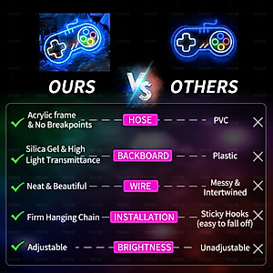 GOVZERY Cool Gamepad Neon Signs for Boys Room Decor 16.5''x10'' LED Neon Light Sign for Bedroom Wall Decor Gaming Decor for Boys Room Kids Game Room Teen Room Man cave (Blue-dimmable)