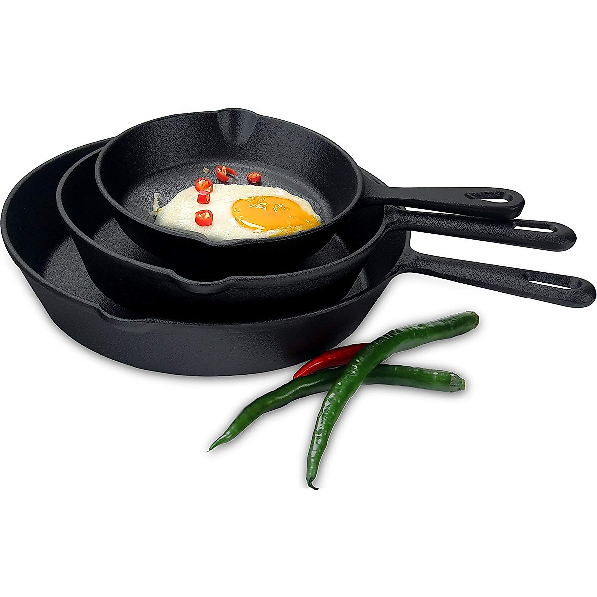 Utopia Kitchen Pre-Seasoned Cast Iron Skillet Set 3-Piece - 6 Inch, 8 Inch and 10 Inch (Bulk Pack of 4)