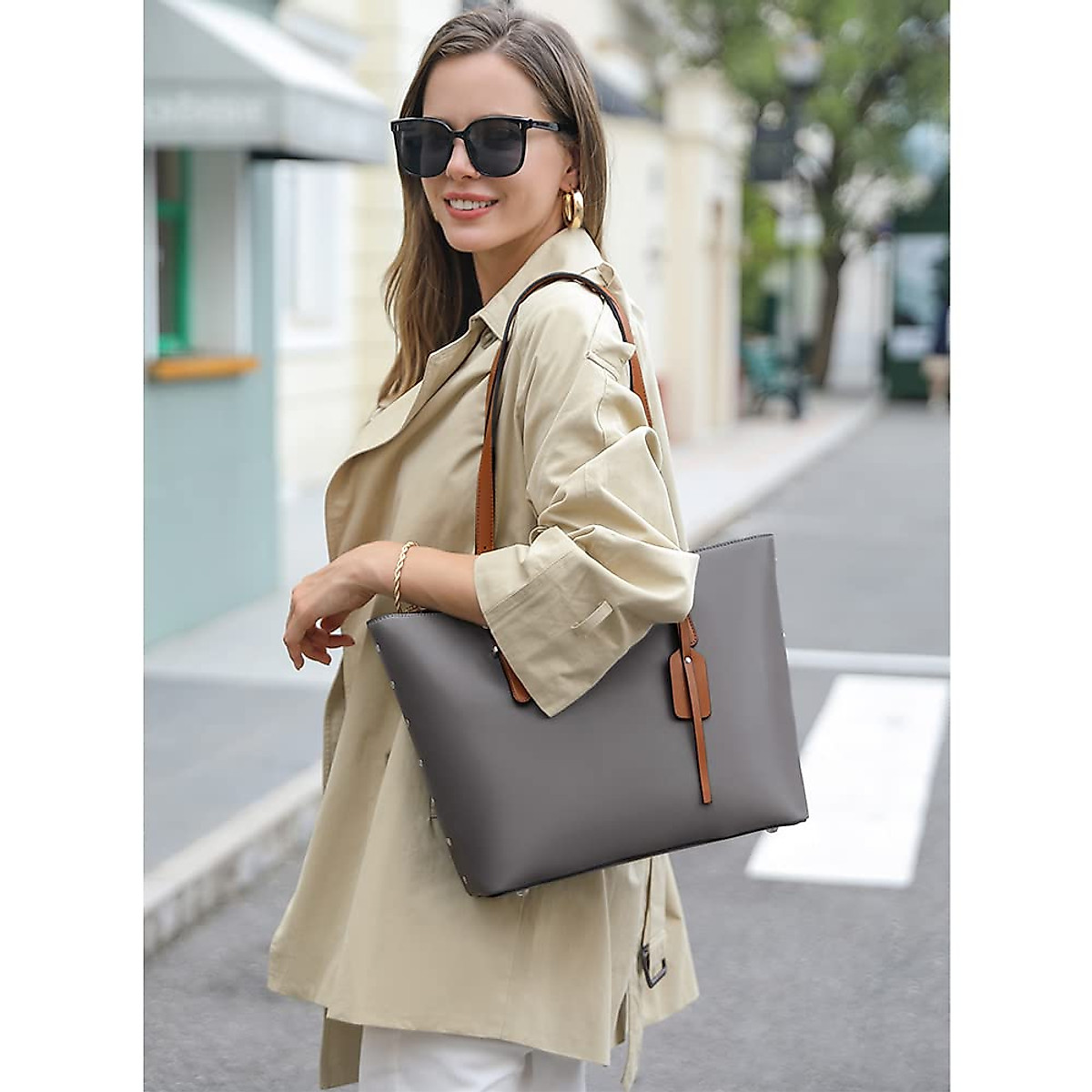 WESTBRONCO Vegan Leather Purses and Handbags For Women,Travel Tote bag Large Shoulder Bag with zipper