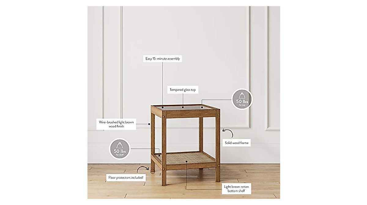 Nathan James Nash Solid Wood Accent Side Table - Modern & Stylish