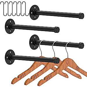 Industrial Pipe Closet Rod-13.45 Inch Wall Mounted Industrial Pipe Clothing Rack Heavy Duty Pipe Shelves for Hanging Clothes Coats Laundry Room Organizer Storage Hanger Shelf Space Saving (4Pcs )