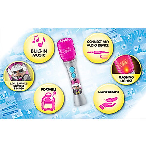 eKids LOL Surprise OMG Remix Toy Microphone for Kids with Built in Music and Flashing Lights, Musical Toy Designed for Fans of LOL Surprise Toys for Girls Pink Small
