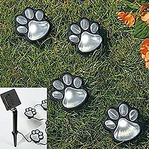 Solar Paw Print Lights (Set of 4), Warm White(3000-4500k) (Warm White)