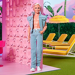 Barbie The Movie Collectible Ken Doll Wearing All-Denim Matching Set with Original Ken Signature Underwear