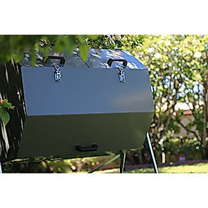 Jora Composter JK 270 - Outdoor Dual Chamber Compost Tumbler - 70 Gallon - Galvanized Steel Construction