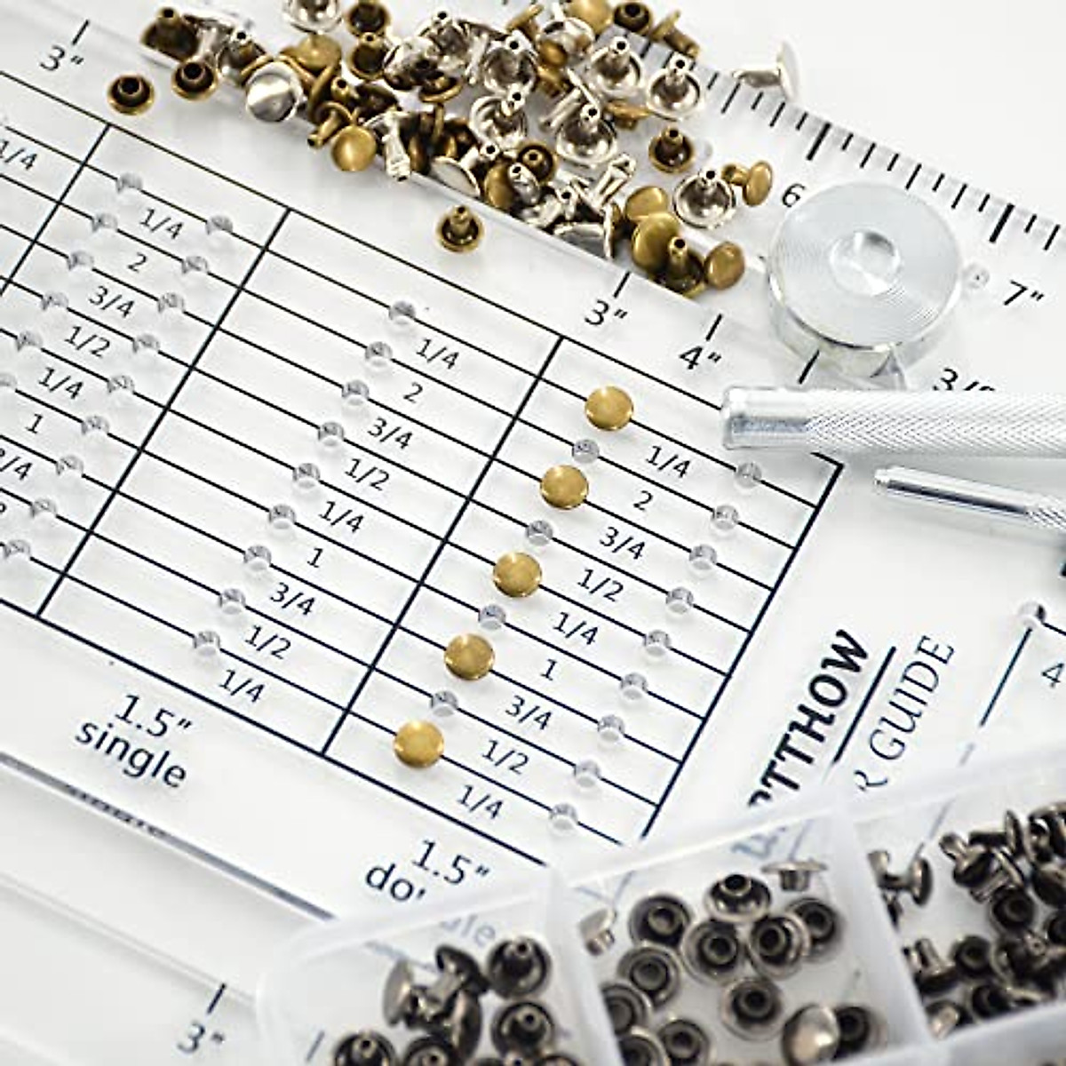 UPTTHOW Rivet Placement Template Zipper Ruler Zip Pocket Tool Leathercraft Rivets Marking Guide for DIY Bracelet Belt Combo Measurement Sewing Accessories