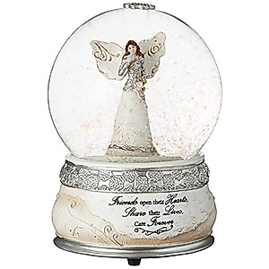 Pavilion Gift Company 82304 Elements Friends Angel Musical Waterglobe, 6-Inch/100mm, Inscription Friends Open Their Hearts Share Their Lives, Care Forever , White