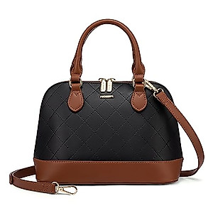 LOVEVOOK Small Purse Crossbody Bags for Women Quilted-Black/Brown