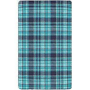 Plaid Themed Fitted Crib Sheet,Standard Crib Mattress Fitted Sheet Toddler Bed Mattress Sheets-Baby Crib Sheets for Girl or Boy,28“ x52“,Dark Blue Aqua White