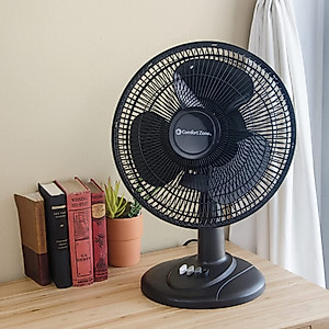 Comfort Zone CZ121BK 3-Speed 12-inch Oscillating Table Fan with Adjustable Tilt