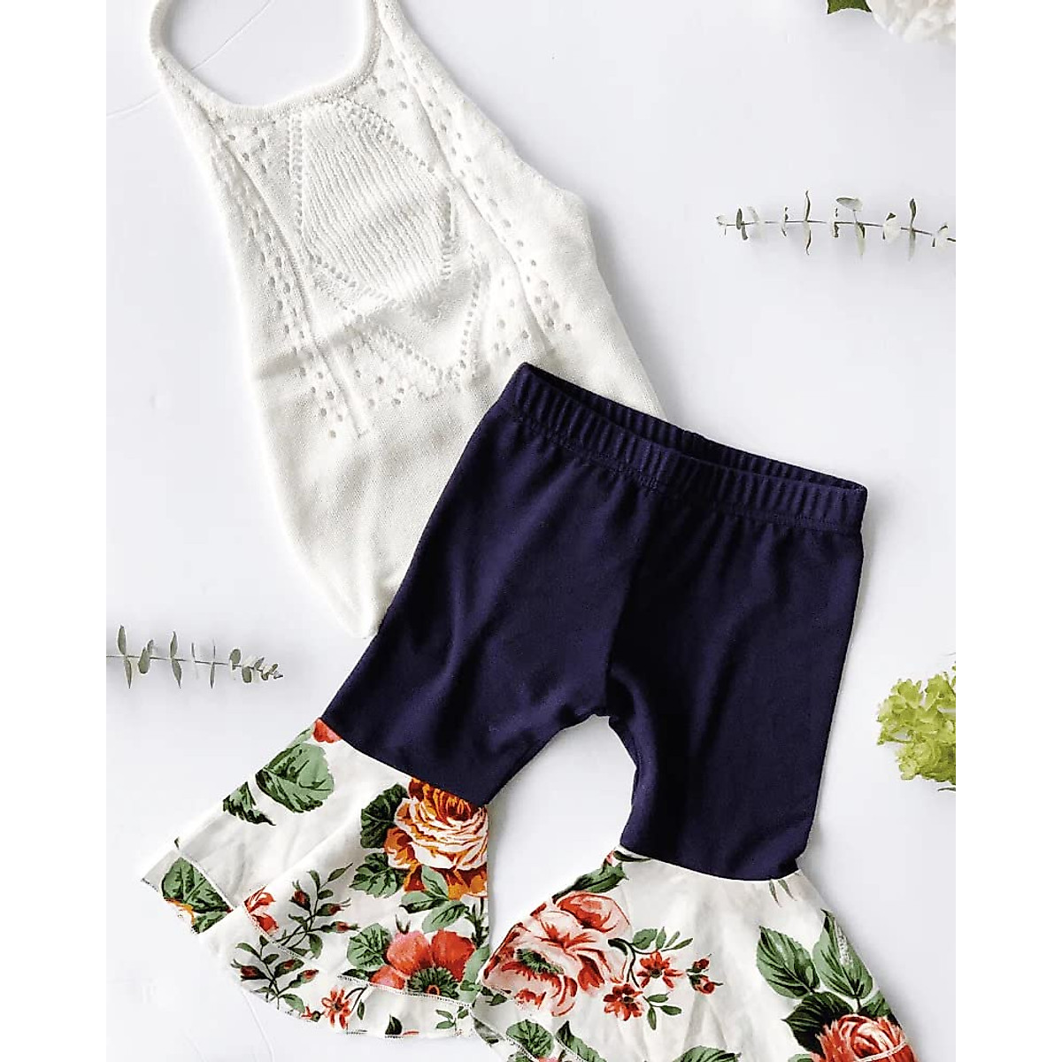 Bailey's Blossoms Trendy Drake Crochet Halter Romper Snap Closure Gardenia 0-3 Months