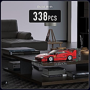 Mould King Speed Champion Racing Car Building Kit with Acrylic Display Case, F40 Super Car Building Blocks Construction Toy, Collectible Model Cars Building Sets for Adult and Kids 8+ (338 Pieces)