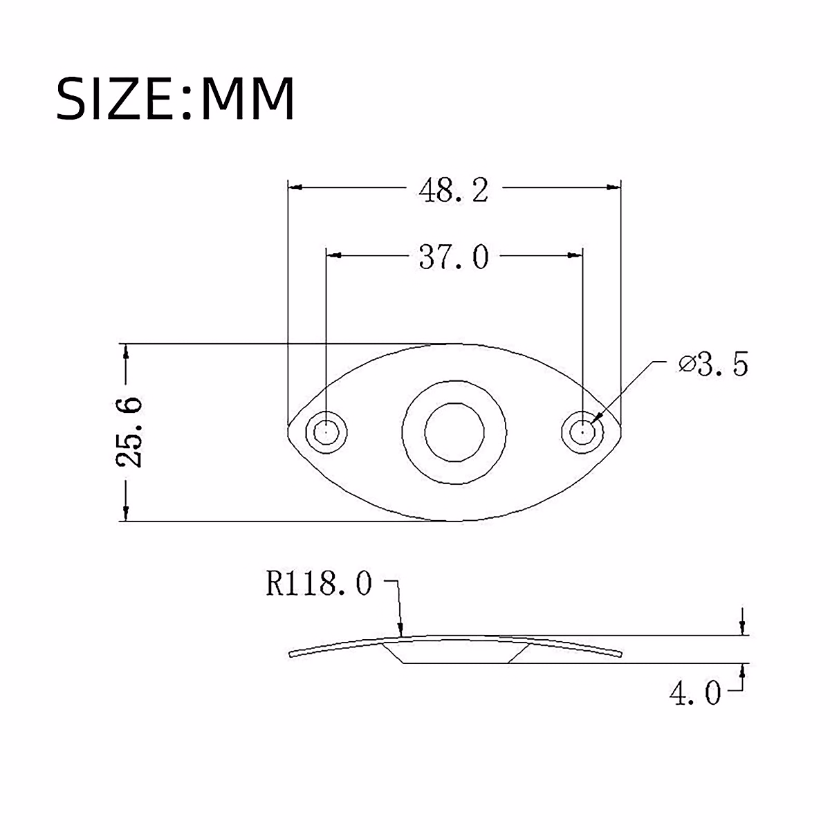 MAXCHEER 1/4" Oval Guitar Jack 6.35mm Output Input Plug Socket for Mono Electric Guitar (Black)