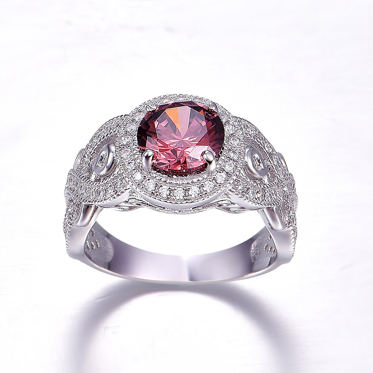 Merthus 925 Sterling Silver Ring for Women Infinity Knot CZ Wedding Ring Round Shape 8*8mm Main Stone Engagement Ring