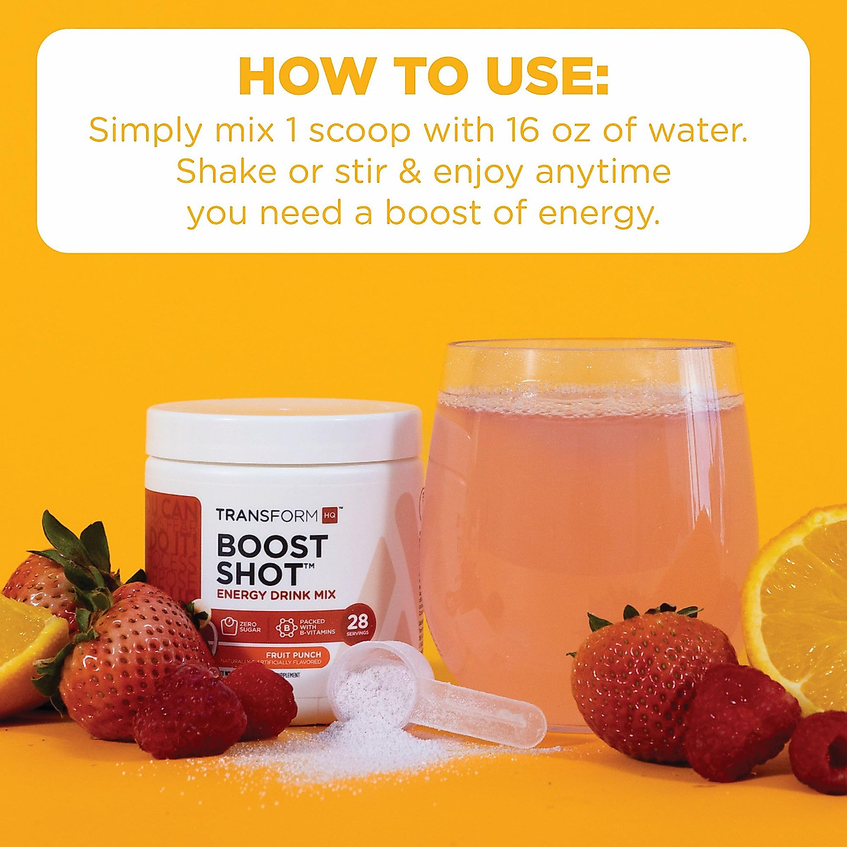 TransformHQ Everyday Boost Shot 28 Servings (Blue Raspberry) - Non-GMO, Gluten-Free, Powder