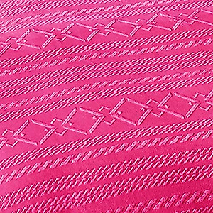 Exclusivo Mezcla Soft Throw Blanket, 50x60 Inches Fuzzy Fleece Blanket, Decorative Geometry Pattern Plush Throw Blanket for Couch Sofa, Hot Pink