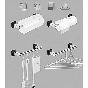 Laigoo Kitchen Paper Towel Holder Adhesive, Under Cabinet Paper Towel Holder Kitchen Tissue Holder Sticky Kitchen Towel Holder (Stainless Steel, White)