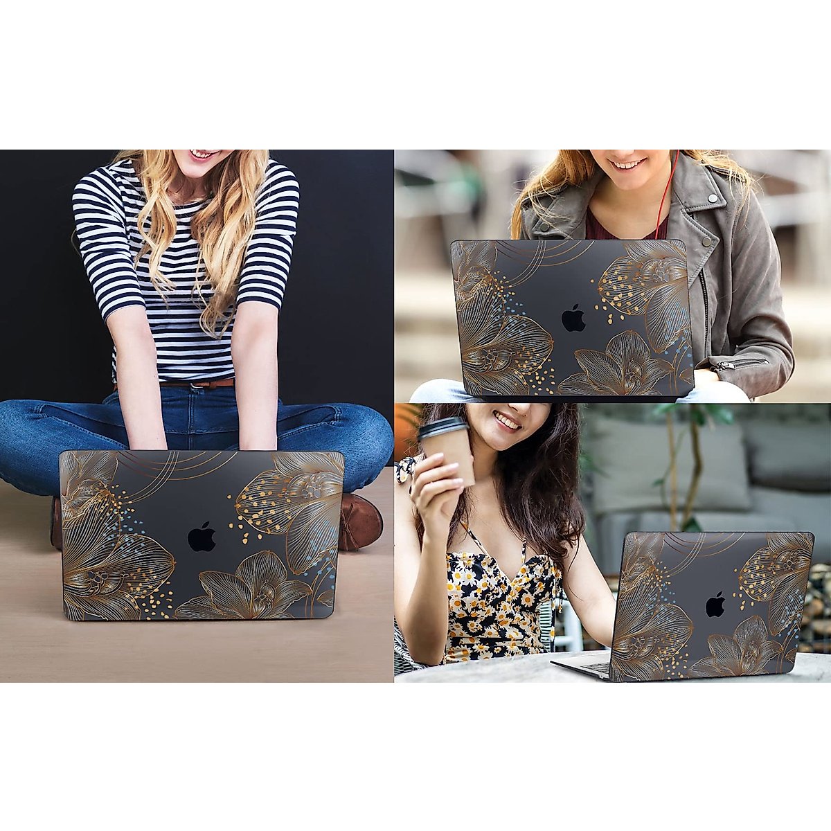 CISSOOK for MacBook Pro 13 inch Case 2023 2022-2020 Release Model A2338 M1 M2 A2289 A2251 with Touch Bar, Plastic Hard Shell Case & Keyboard Cover & Screen Protector for Pro 13, Gorgeous Gold Floral