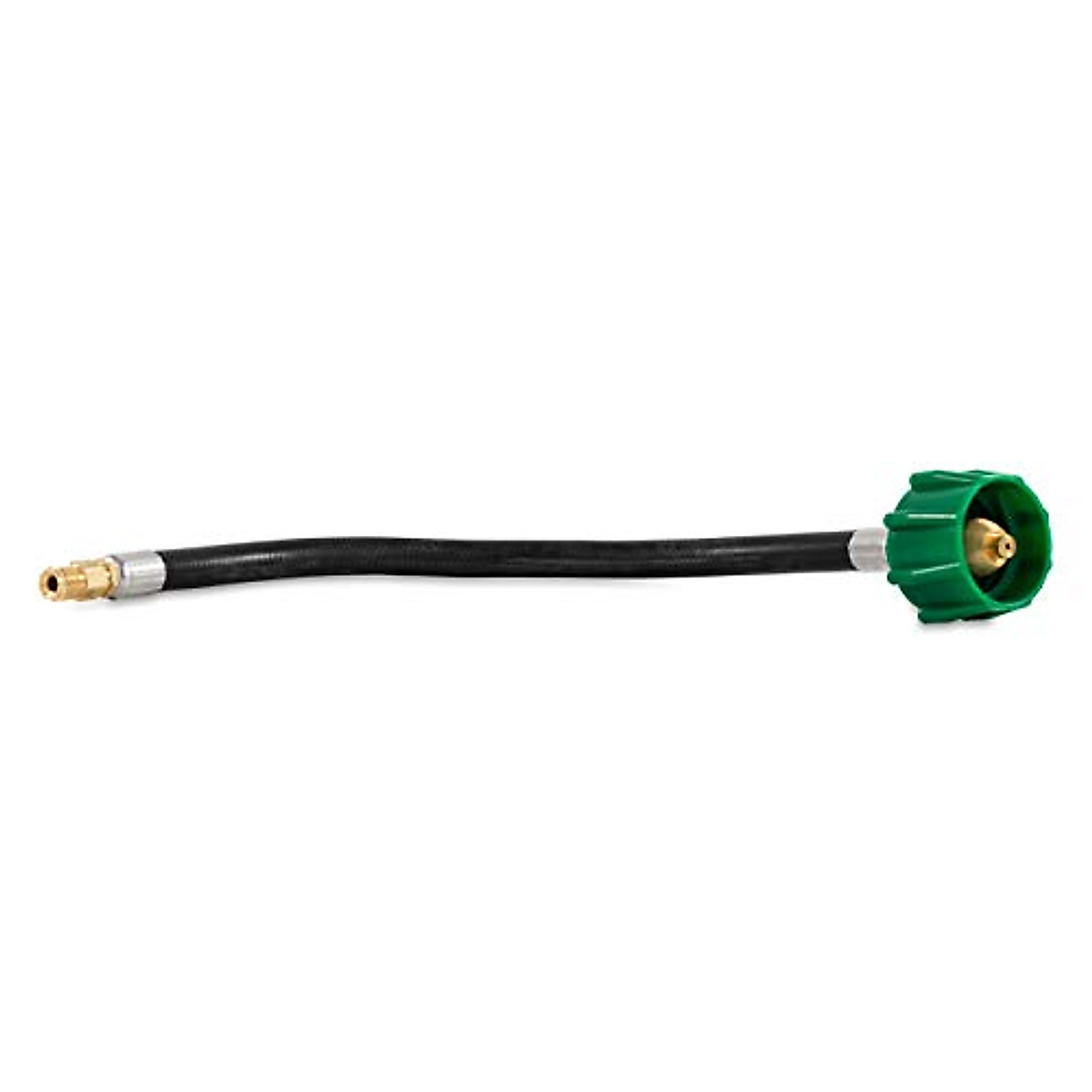 Camco Pigtail Propane Hose Connector | Designed to Connect to an RV or Trailer Propane Regulator | Safety Features Include Thermal Protection and Excess Flow Protection | 12-inch (59053), Black and green