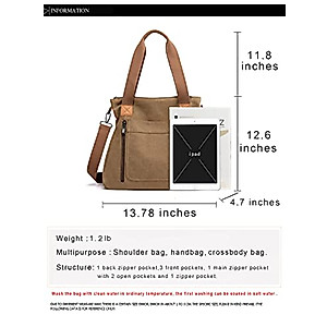 Eamom Purses and Handbags School Tote Bag Canvas Purses for Women Large Crossbody Bag for Women Canvas Shoulder Bag (Coffee)