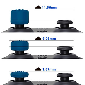 PlayVital Blue Ergonomic Stick Caps Thumb Grips for PS5/4, Xbox Series X/S, Xbox One, Xbox One X/S, Switch Pro Controller - with 3 Height Convex and Concave - Diamond Grain & Crack Bomb Design