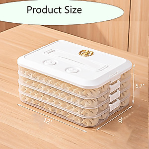 Rzmyencg Food Storage Containers with Lids,Cookie Storage Containers Airtight,Dumpling Storage Box,4-Layer Stackable Snack Container,Time Recoder