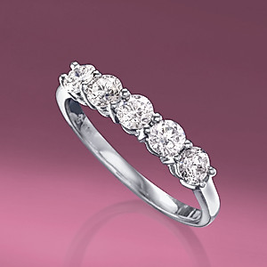 Ross-Simons Diamond 5 Stone Ring in 14kt White Gold
