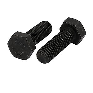 uxcell 2pcs M12x35mm Thread 12.9 Grade External Hex Head Left Hand Screw Bolt Black