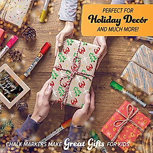 Blami Arts Liquid Chalk Markers Washable -14 Ink Pens & Extra Gold and Silver Colors - Chalkboard Labels Pack Included Non Toxic - Reversible Tips and Erasing Sponge included