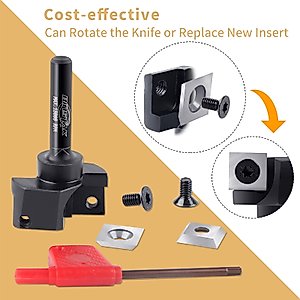 BINSTAK CNC Spoilboard Surfacing Router Bit, 1/4" Shank 1-1/4" Cutting Diameter, Carbide Insert Slab Flattening Router Bits Planing Bit
