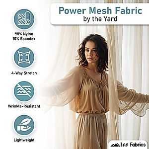 Ice Fabrics 4-Way Stretch Power Mesh Fabric by The Yard - 60" Wide Nylon Spandex Sheer Net Fabric - Breathable & Stretchy Mesh Fabric for Sewing Activewear, Dresses, Crafts - Red - 1 Yard