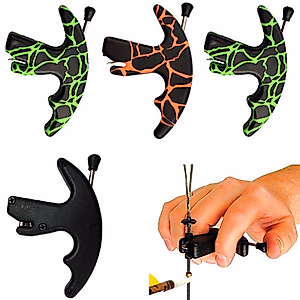 LIZHOUMIL Thumb Bow Release, 3 Finger Thumb Trigger Caliper Grip Compound Bow Release Aid, Recurve Bow Releaser Aid Tool, Replaceable Bow Release Trigger Caliper Grip Green