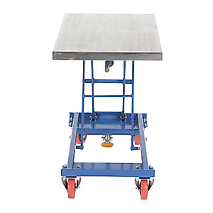 Vestil CART-330-M Steel Mechanical Scissor Cart with Hand Crank 18 in. x 28 in. 330 Lb. Capacity Blue/Silver