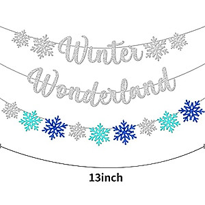 3PCS Exquisite Winter Wonderland Banners,Snowflake Christmas Banners Photo Props Banner  for Christmas Party Home Decorations