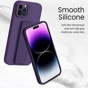 LAUDTEC Silicone Kickstand Case Compatible with iPhone 14 Pro Max, Flexible Soft Liquid Silicone Stand Case for iPhone 14 Pro Max (Deep Purple)