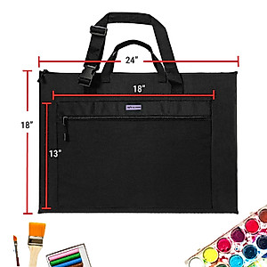 Portfolio Folder for Artwork , 18x24 portfolio Waterproof Polyester , Portfolio with Handle and Adjustable Shoulder Straps , Porfolio includes a Binder with Plastic Sleeves , art & craft portfolios