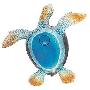 Corner Merchant Sea Turtle Statue Garden Decor, Tabletop Display and Wall Hanging Sea Turtle Sculpture (Blue 5 1/2 in)
