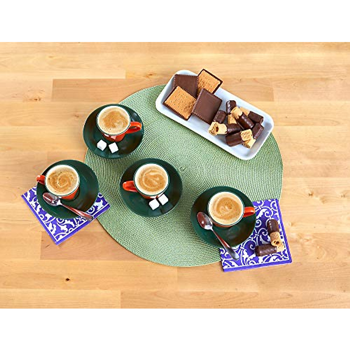 IMUSA USA 8 Piece 3oz Colorful Espresso Cups with Saucers (Green, Orange)