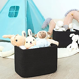 MINTWOOD Design Storage Basket for Shelves, Playroom and Classroom Storage Basket, Book Basket, Decorative Storage Cube Bin, Woven Closet Organizer, Baby Nursery Basket, Full Black